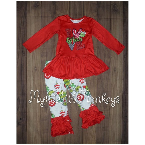 Matching Sets | Grinch Who Stole Christmas Love Girls Tunic Ruffle Leggings Outfit Set | Poshmark